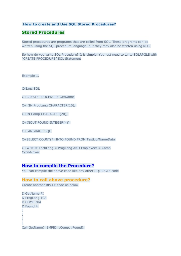 SQL Stored Procedures Guide | PDF