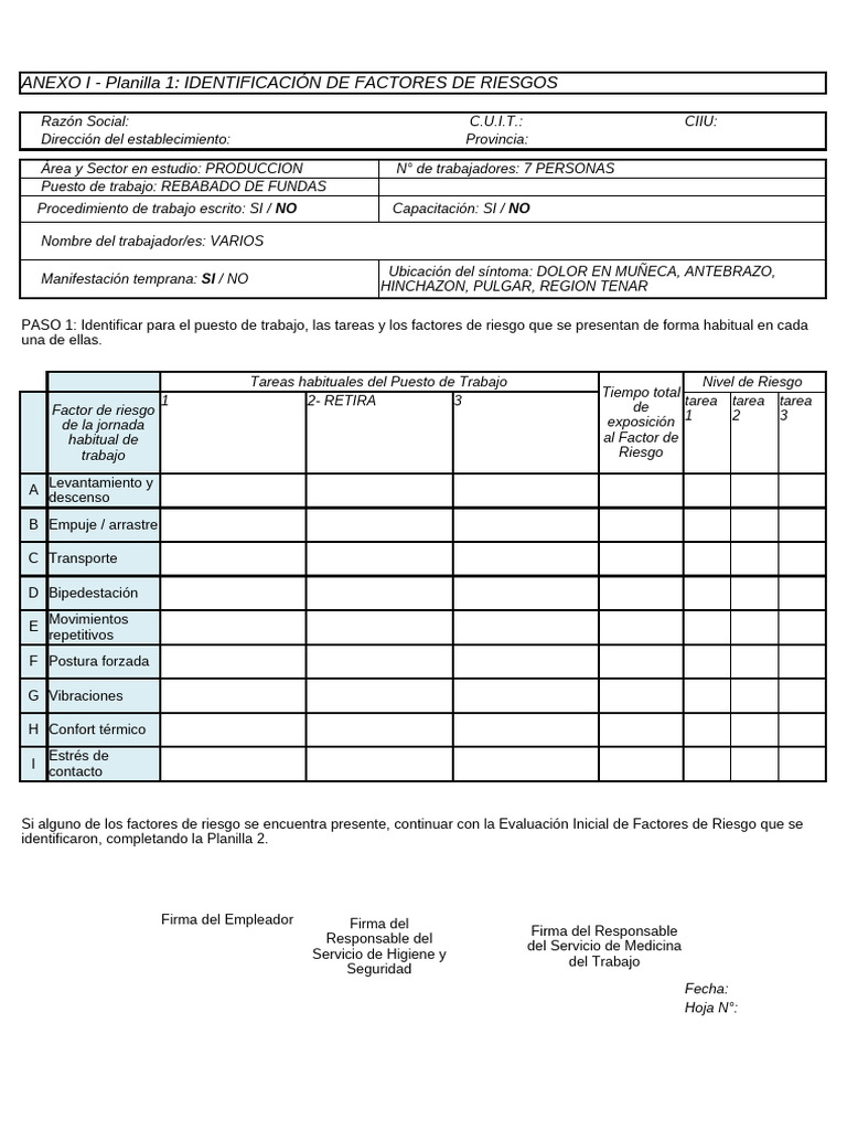 Evaluación de Riesgos Laborales en Producción | PDF