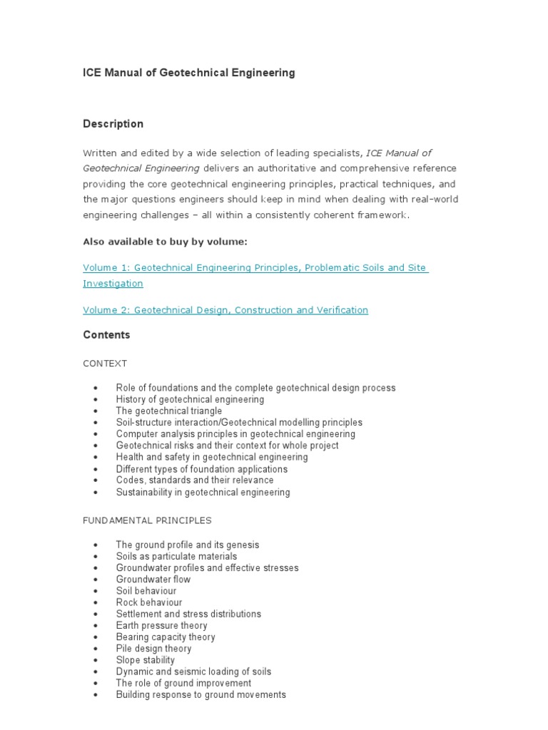 ICE Manual of Geotechnical Engineering | PDF | Geotechnical Engineering ... ICE Manual of Geotechnical Engineering | PDF | Geotechnical Engineering ...