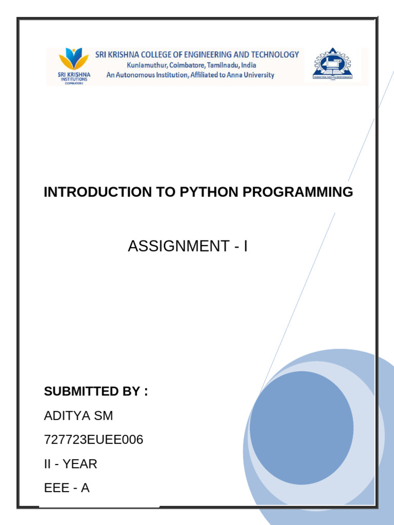 Python Programming Assignment Solutions | PDF | Computer Programming ...