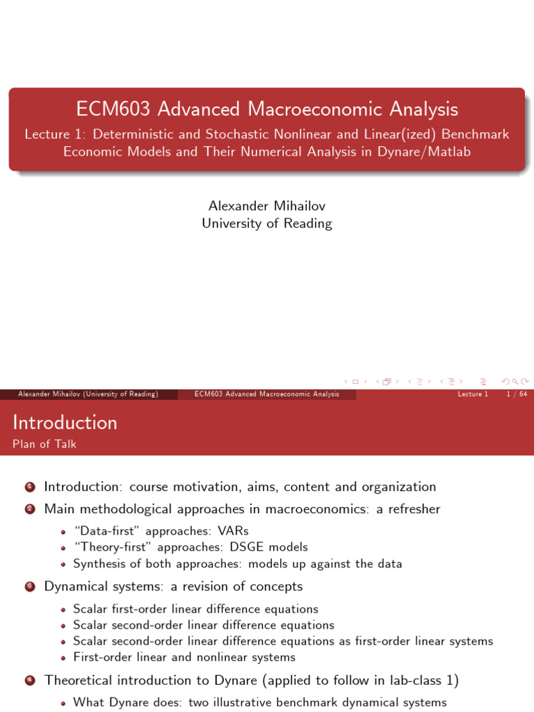 Ecm 603 Lect 1 Slides 230926 | PDF | Applied Mathematics