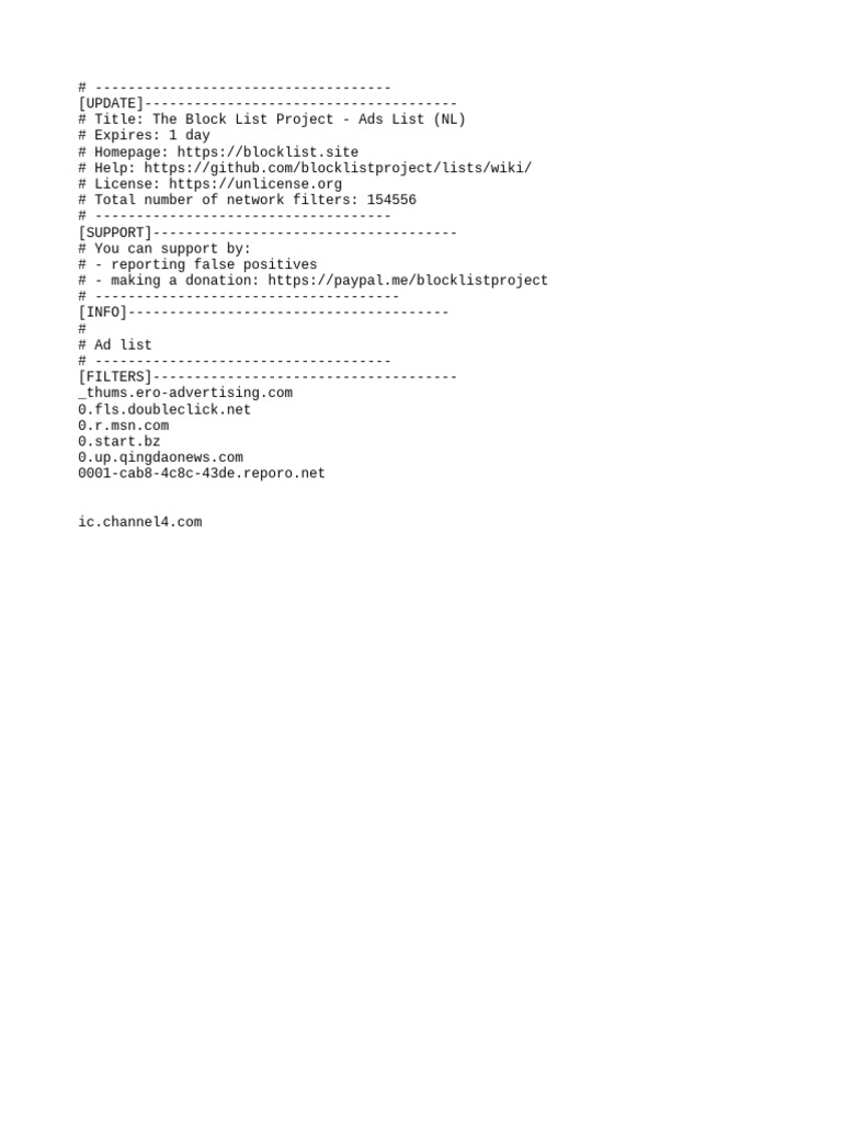 Block List Project: NL Ads List | PDF