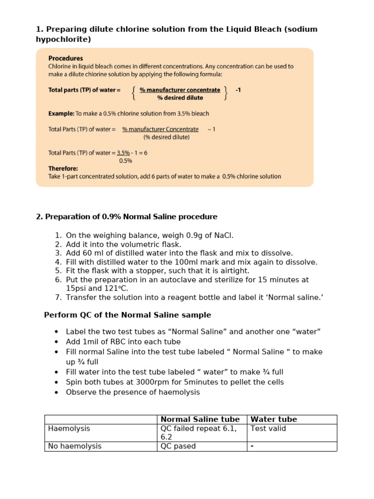 Preparing Solution SOP | PDF