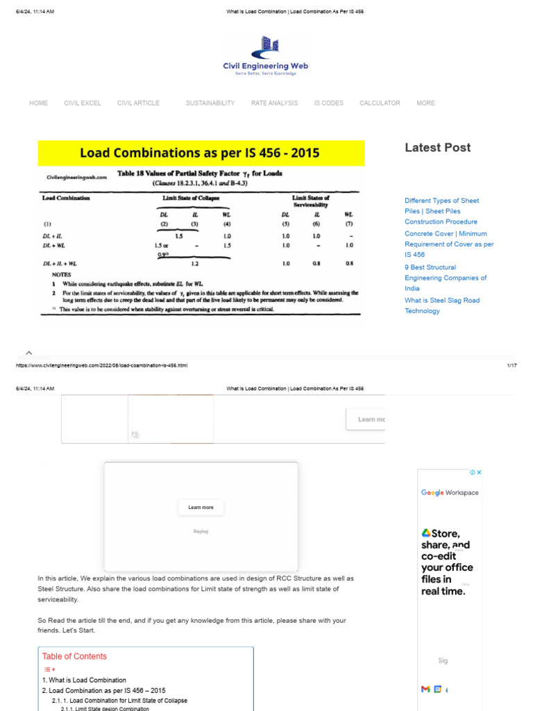 What Is Load Combination - Load Combination As Per Is 456 | PDF ...