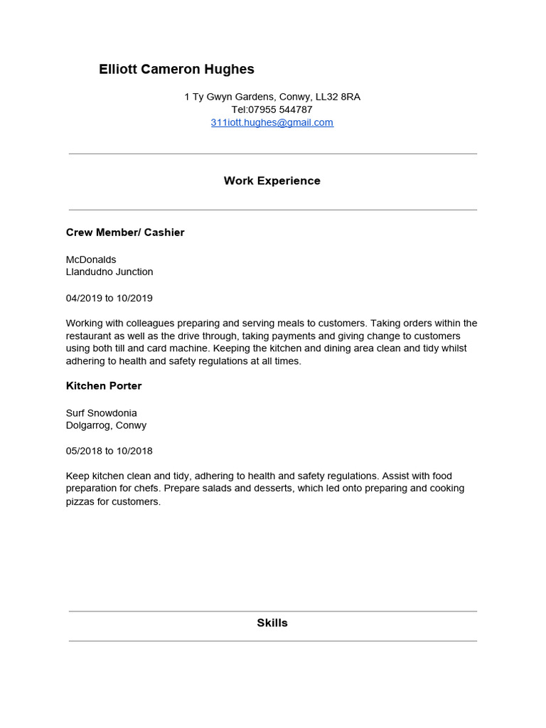 CV - Elliott Hughes (1) 2 | PDF