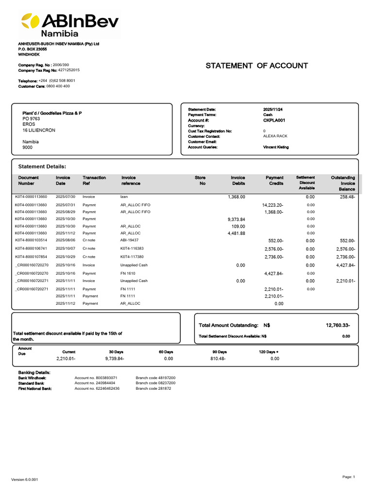AR Statement Print - CKPLA001 | PDF | Payments | Invoice