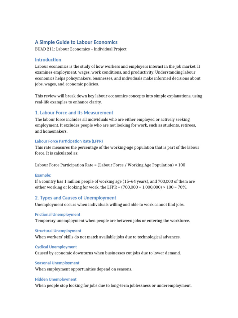 Labour Economics Assignment | PDF | Unemployment | Labour Economics