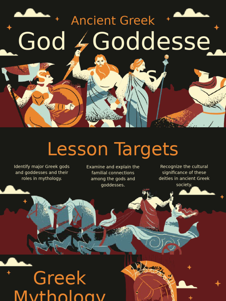 Greek Mythology Gods and Goddesses ELA Presentation in Black, Red, and ...