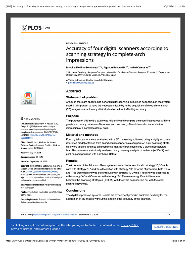 Accuracy of Four Digital Scanners According To Scanning Strategy in ...