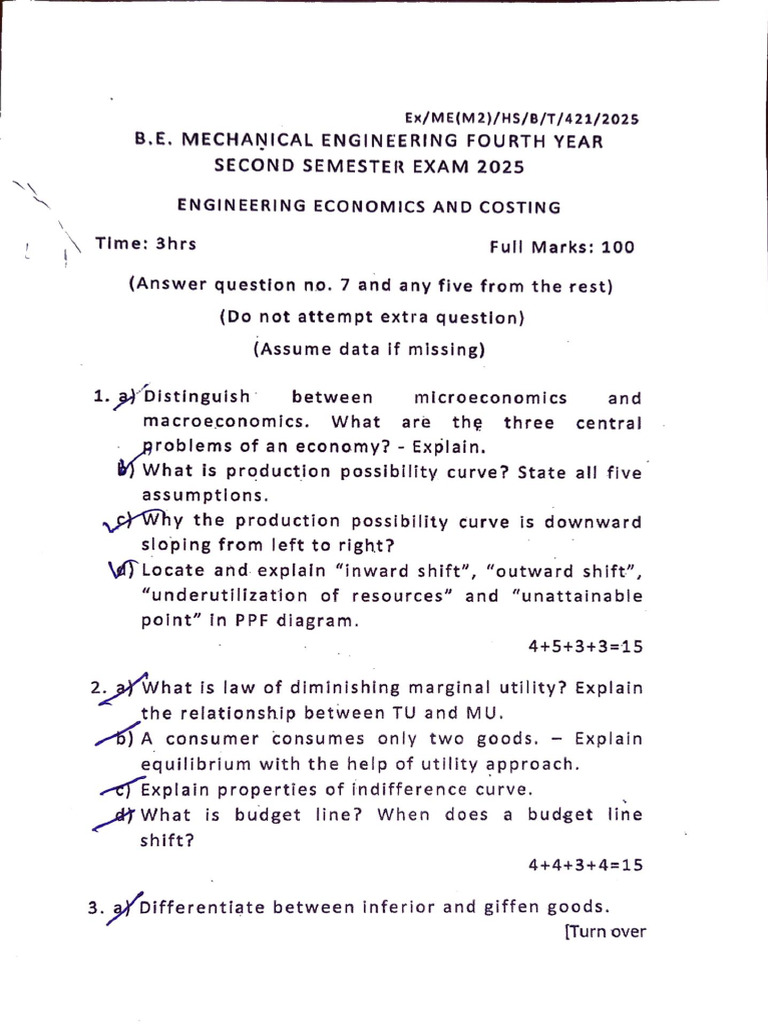 Engineering Economics Exam 2025 Guide | PDF | Utility | Economics