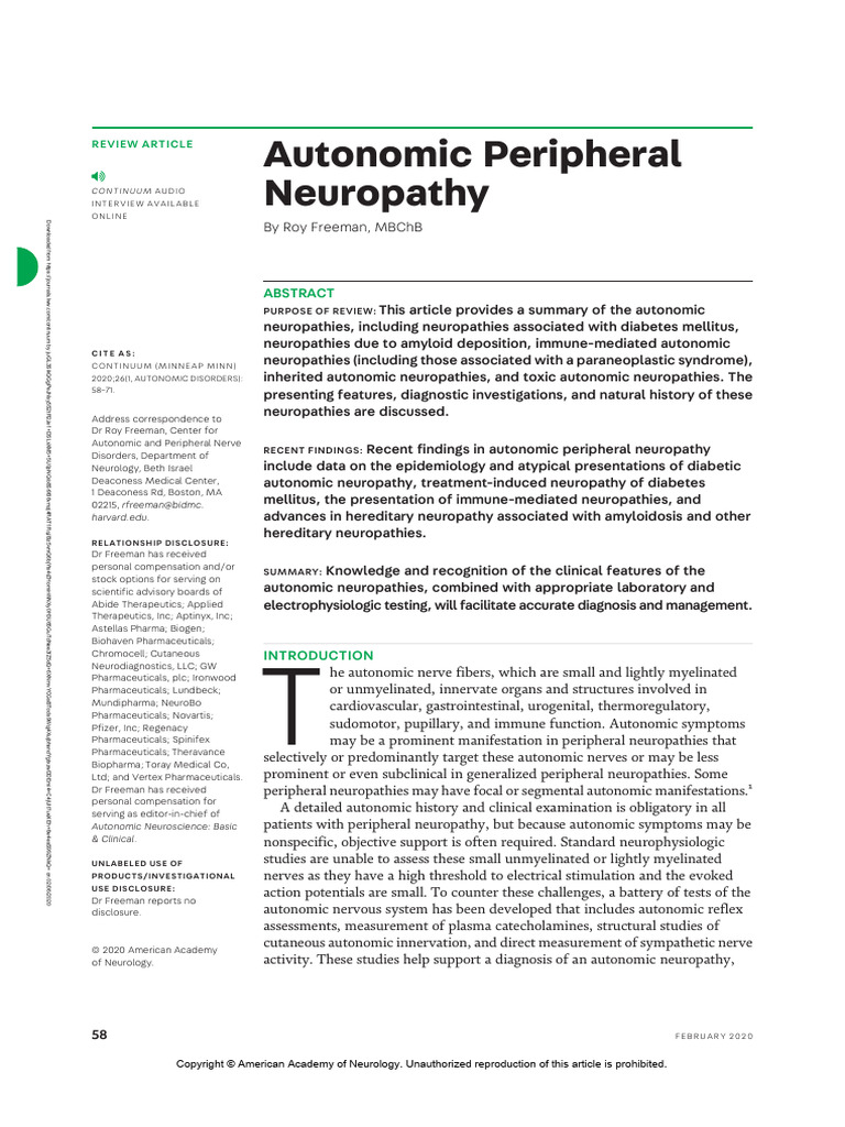 Autonomic Peripheral Neuropathy Overview | PDF | Peripheral Neuropathy ...