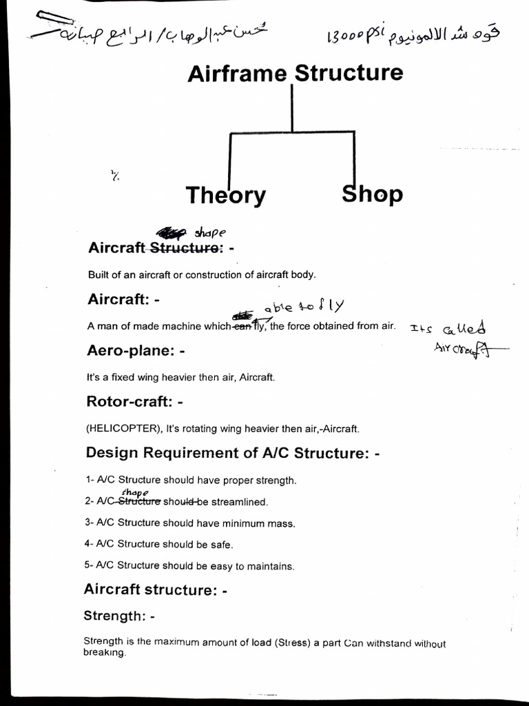 Airframe Structure For Aircraft | PDF | Stress (Mechanics) | Bending