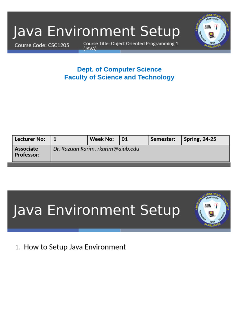 Lecture 3 - Java Environment Setup | PDF