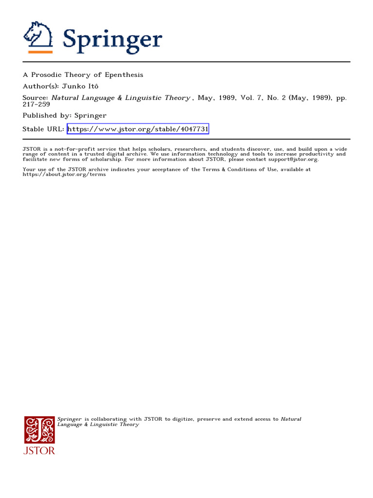 Prosodic Theory of Epenthesis Explained | PDF | Syllable | Oral ...