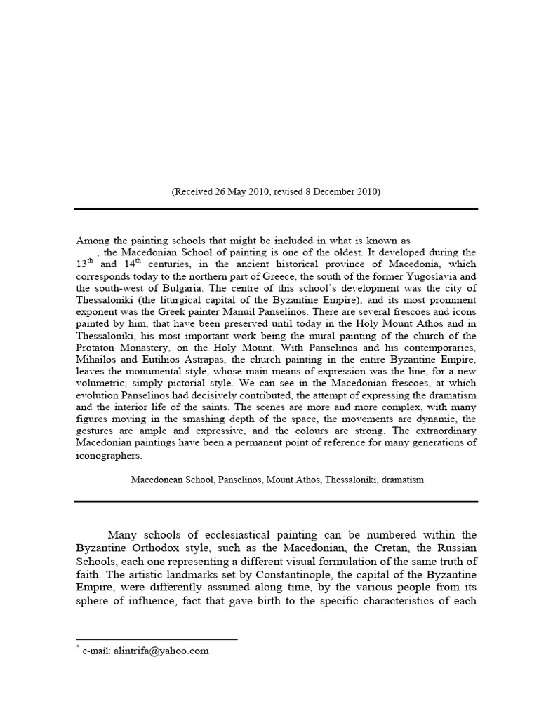Panselinos and the Macedonian Painting School | PDF | Icon | Paintings