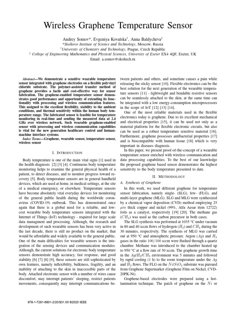 Wearable Graphene Temperature Sensor | PDF | Graphene | Sensor