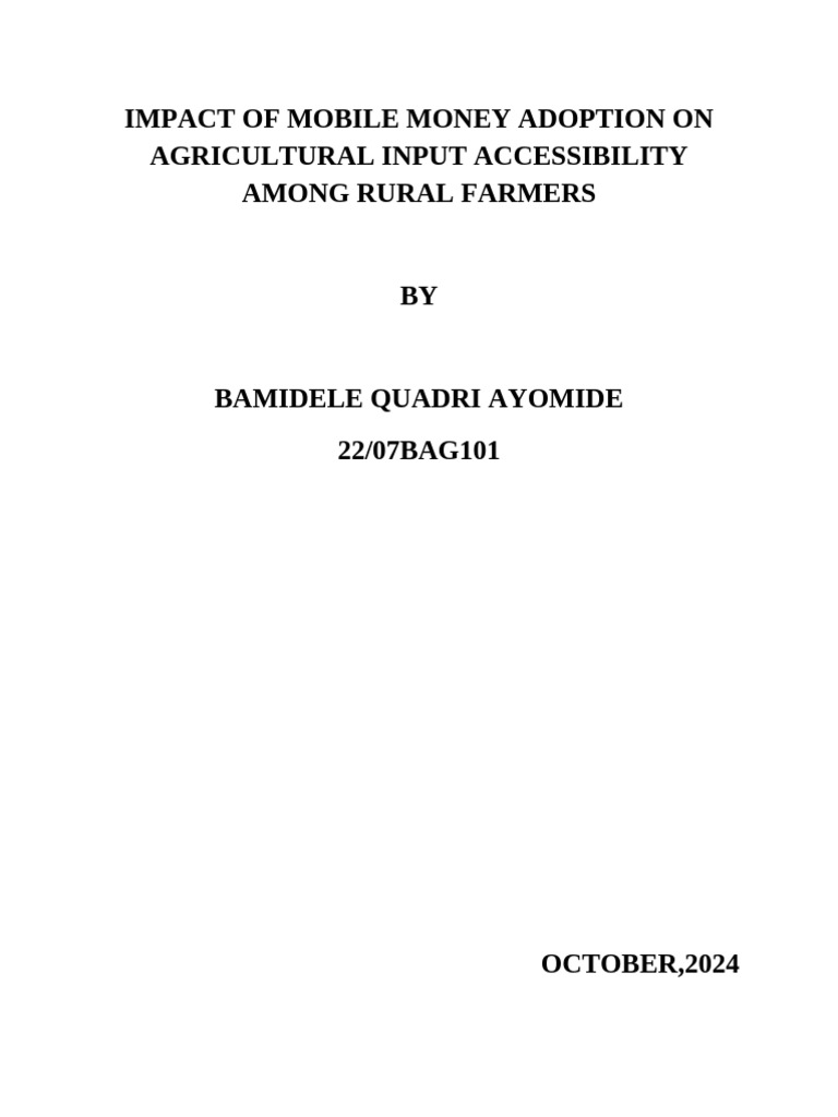 Bamidele Seminar 1 | PDF | Banks | Financial Inclusion