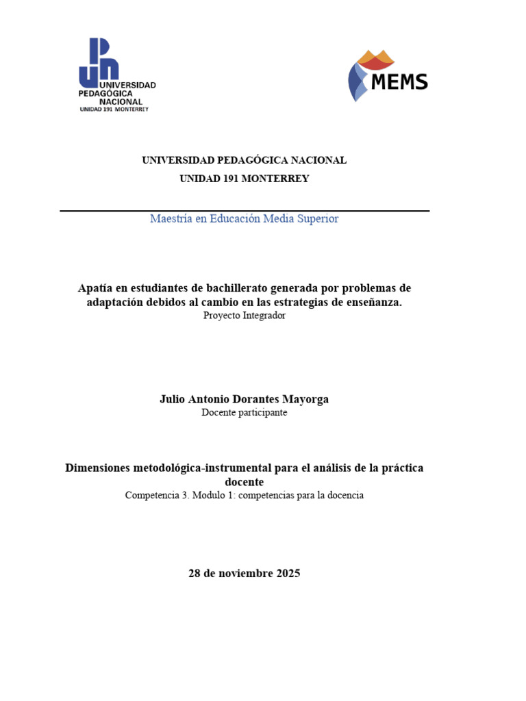 Proyecto integrador PDF | PDF | Enseñando | Maestros