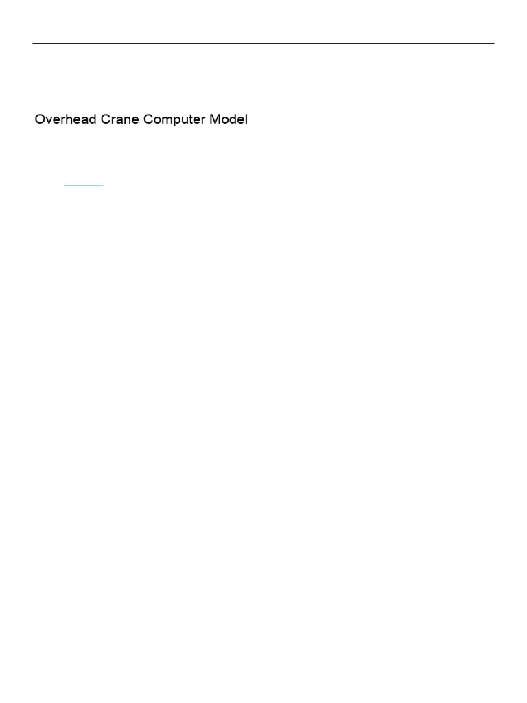 Overhead Crane Computer Model Simulation | PDF | Crane (Machine) | Friction