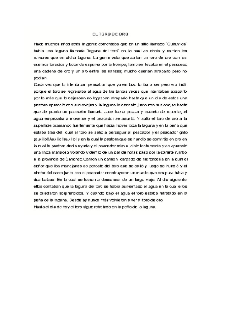 Cuento El Toro de Oro | PDF