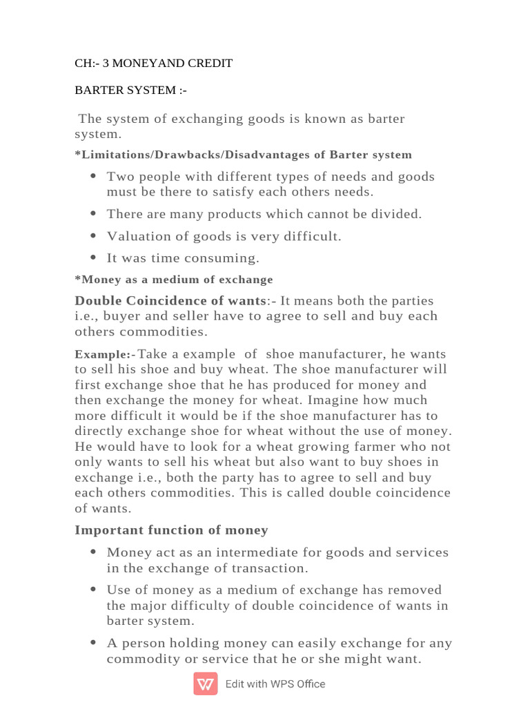 Money and Credit: Barter to Banking | PDF | Loans | Money