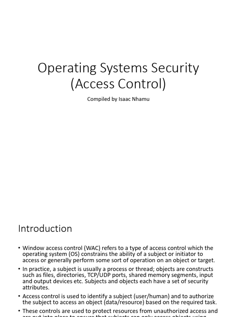 Week 4 - Operating Systems Security - Access Control | PDF | Computing ...