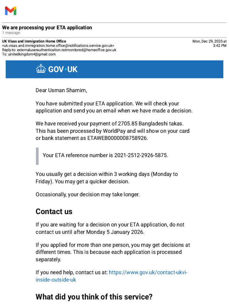 Gmail - We Are Processing Your ETA Application | PDF