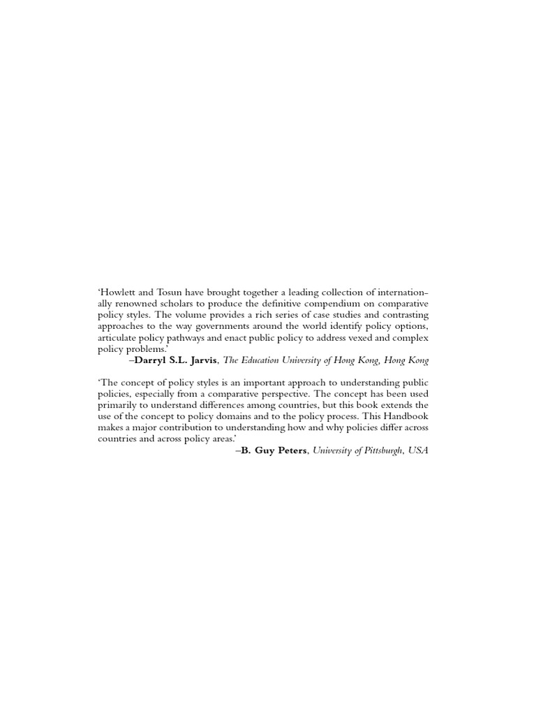 Comparative Policy Styles Handbook | PDF | Policy | Governance