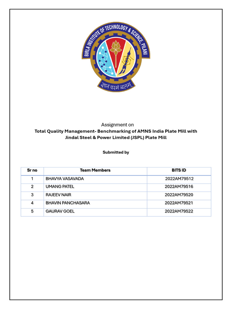 TQM Benchmarking Assignment | PDF | Logistics | Sustainability