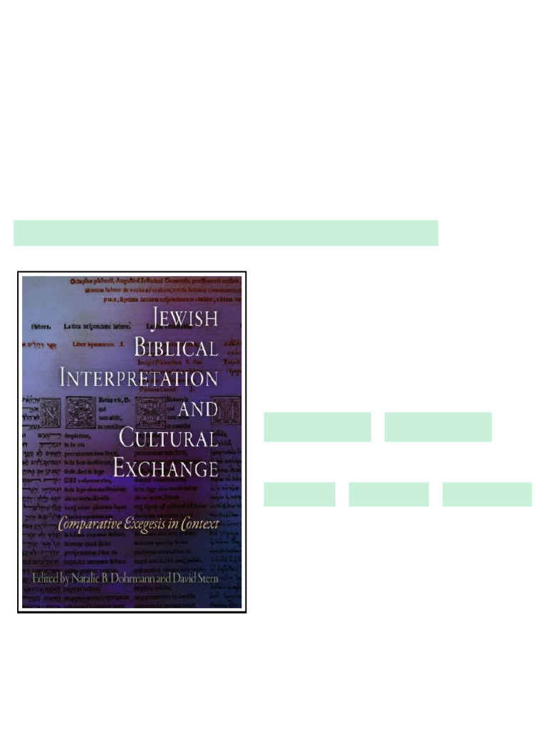 Jewish Biblical Interpretation and Cultural Exchange Comparative ...