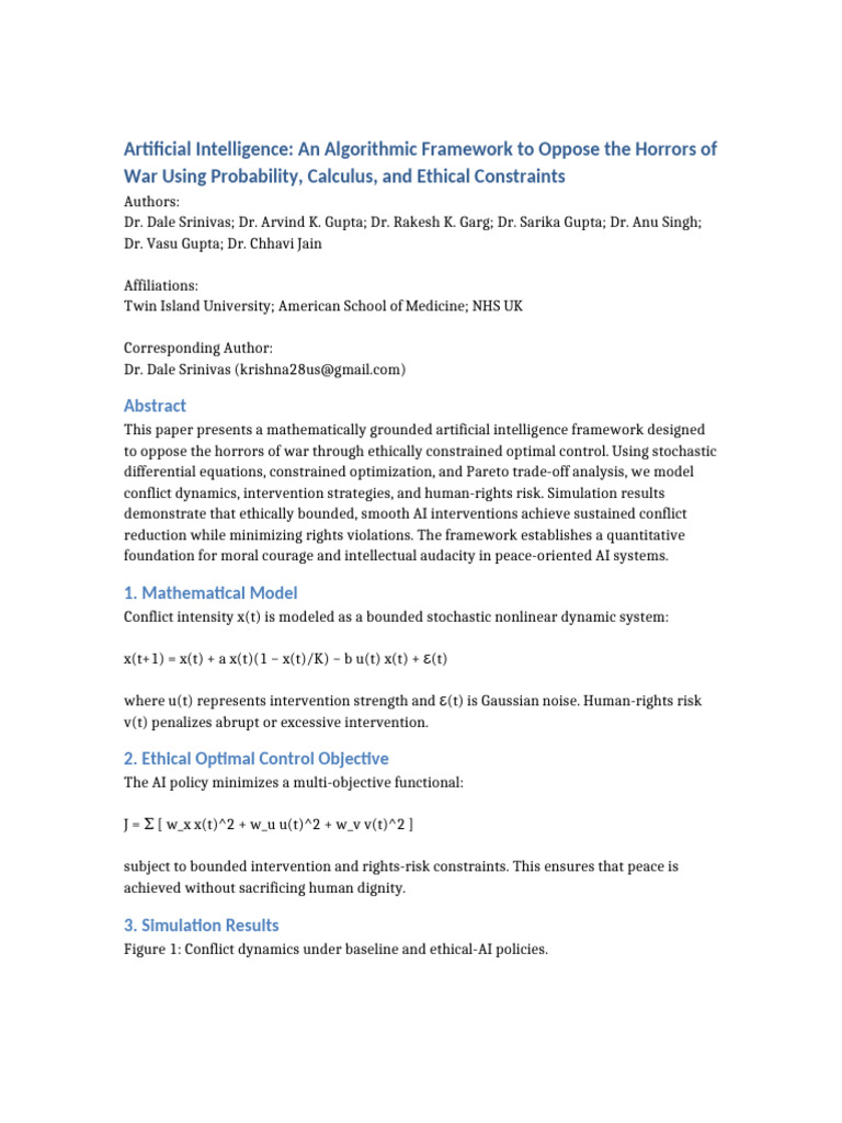 Final AI Peace Algorithm Paper (1) | PDF | Optimal Control | Artificial ...