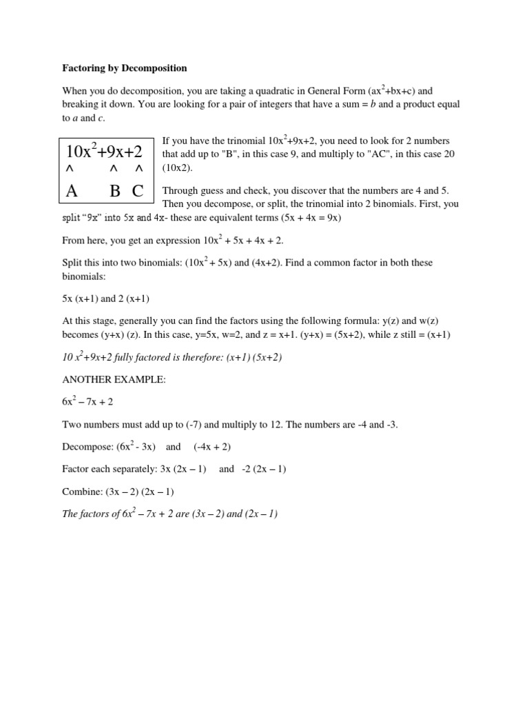 Factoring by Decomposition | PDF