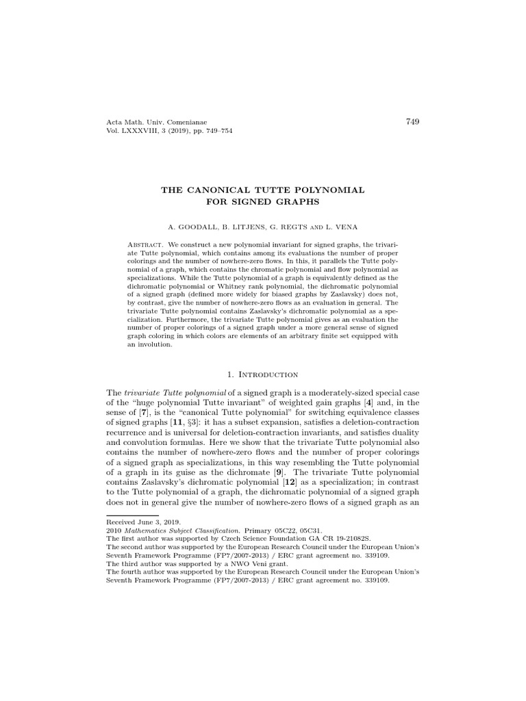 The_canonical_Tutte_polynomial_for_signe | PDF | Mathematical Relations ...
