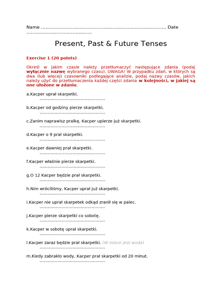 Presentpast Future Test 2 | PDF