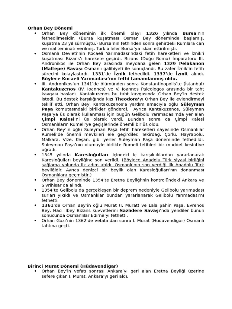 Orhan Bey Ve I. Murat | PDF