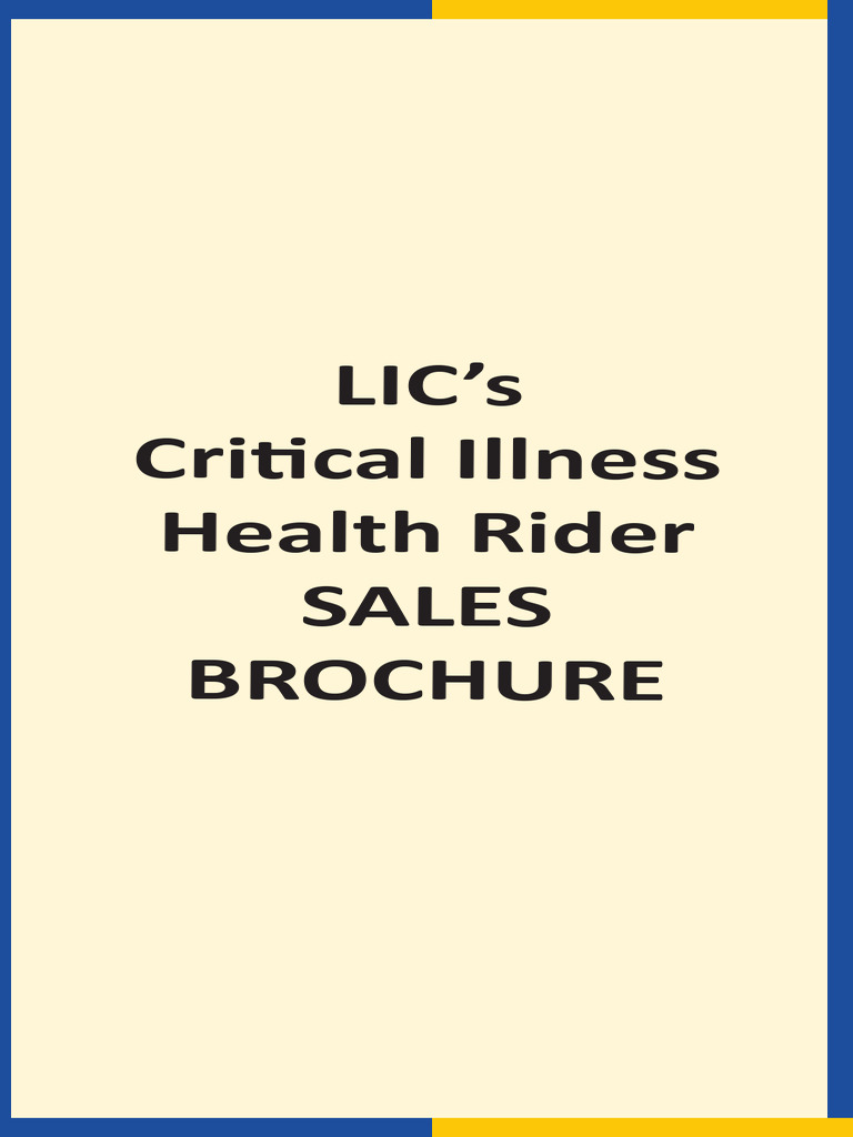 LIC Critical Illness Health Rider Overview | PDF | Myocardial ...
