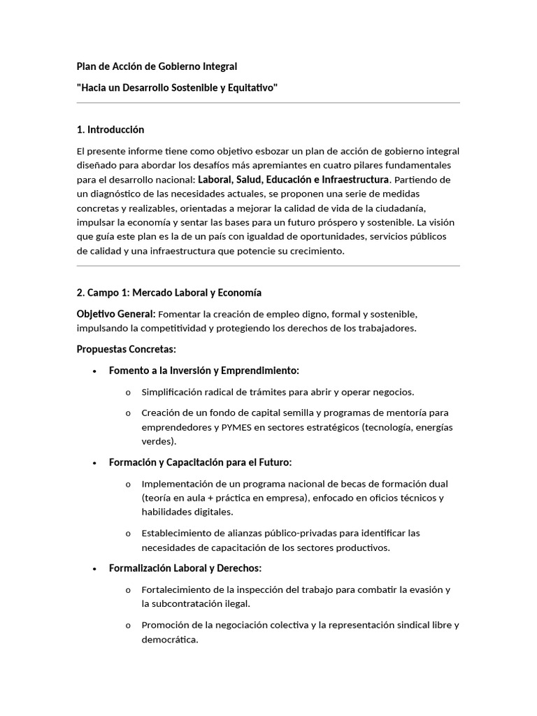 Plan de Acción de Gobierno Integral | PDF | Sustentabilidad ...