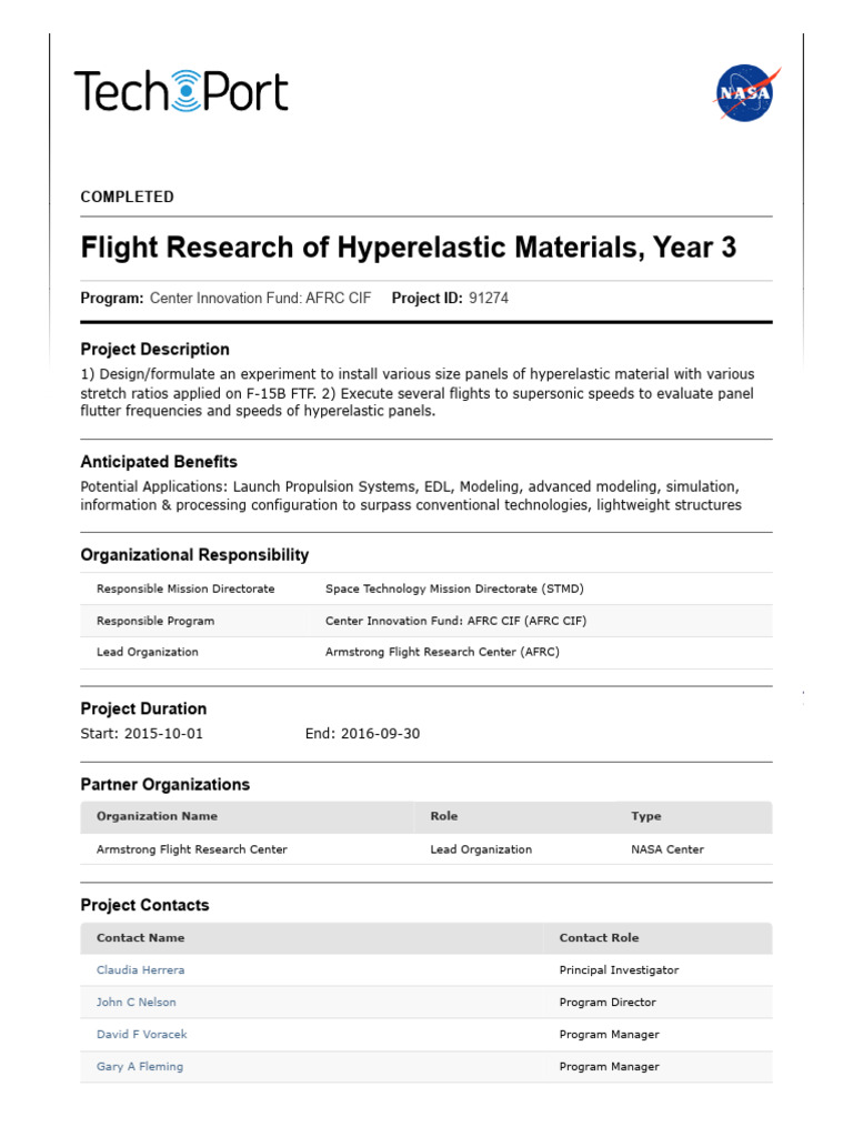 Hyperelastic Materials Flight Research | PDF | Armstrong Flight ...