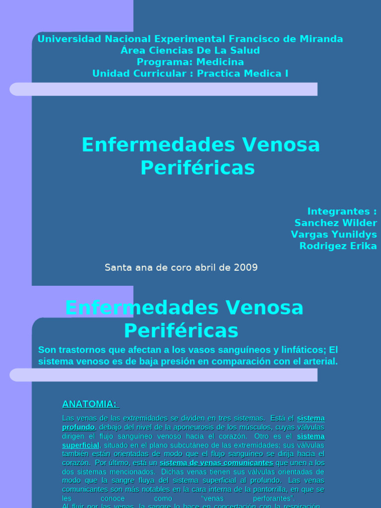 Enfermedades Venosas Periféricas: Diagnóstico y Tratamiento | PDF ...