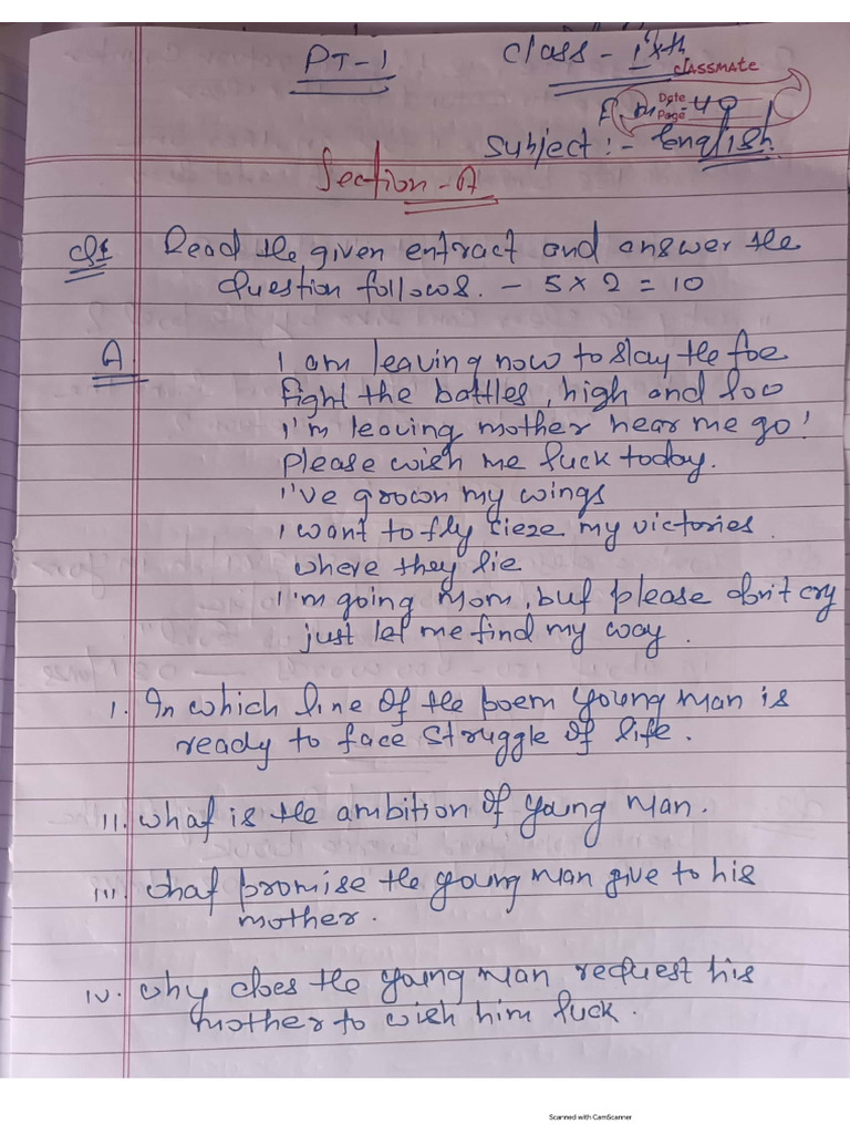 APS Class IX PT 1 English | PDF