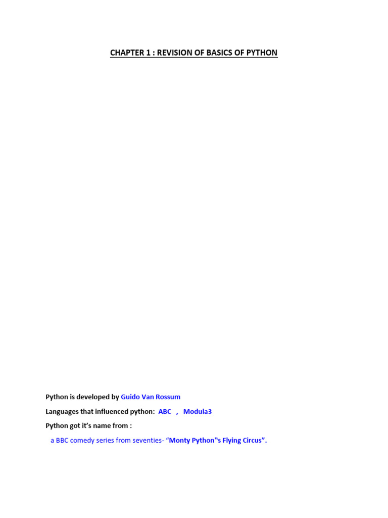 Ch01 Revision of Basics of Python 2023-24 | PDF | Data Type | Python ...