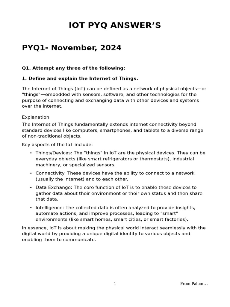IOT_PYQ | PDF | Domain Name System | Internet Of Things