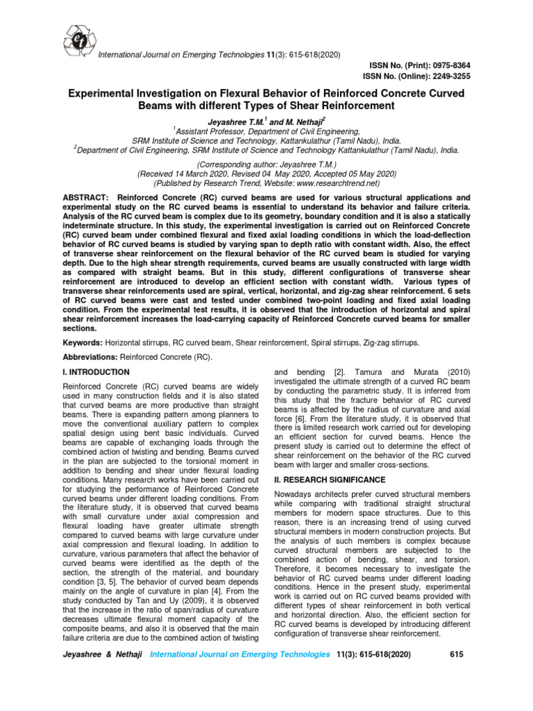 Experimental Investigation on Flexural Behavior of Reinforced Concrete ...