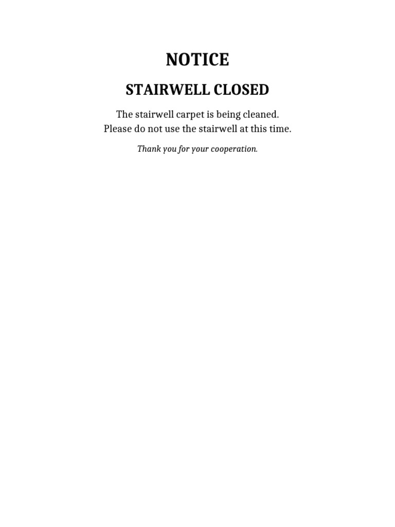 Stairwell Closed Notice | PDF