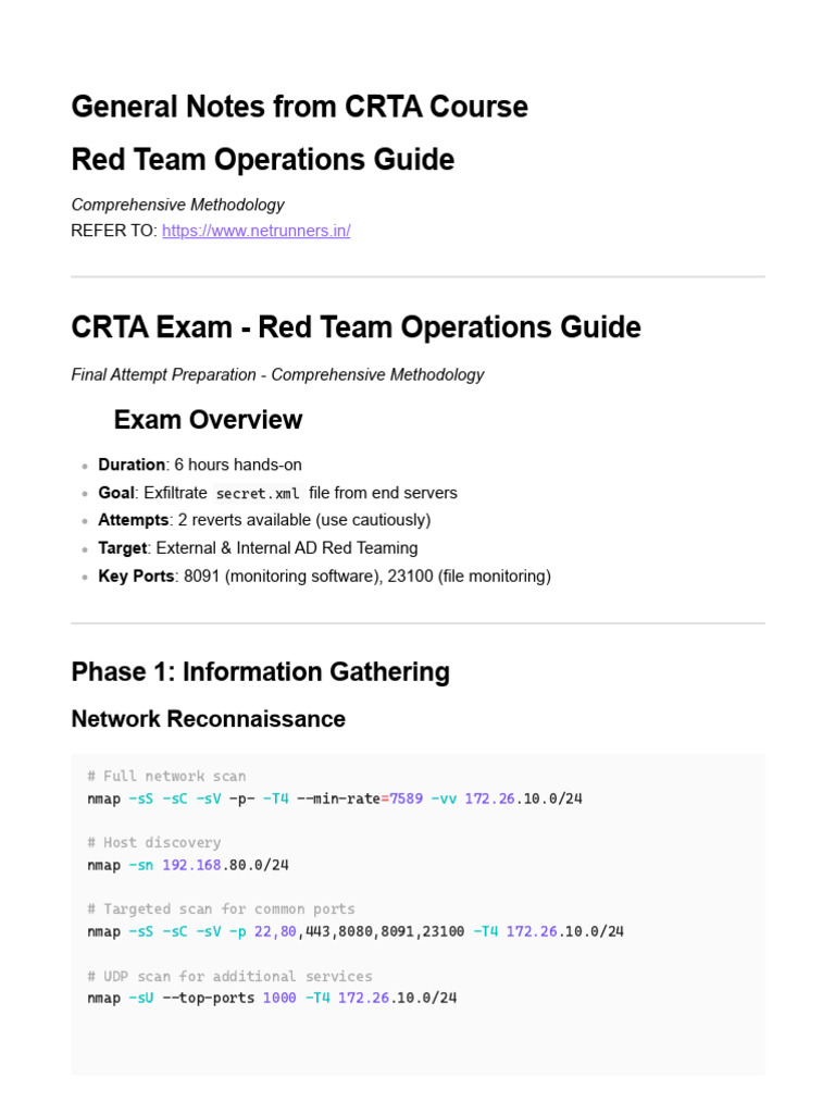 Red Team Operations Exam Guide | PDF | Proxy Server | Sudo