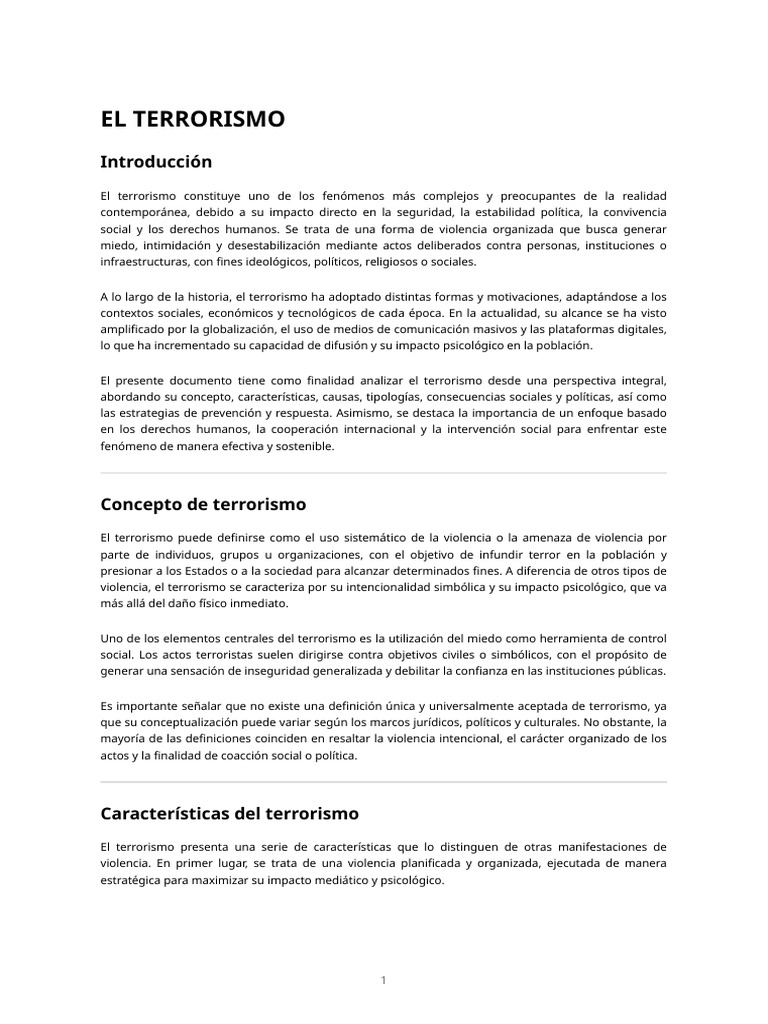 El Terrorismo | PDF | Violencia | Derechos humanos