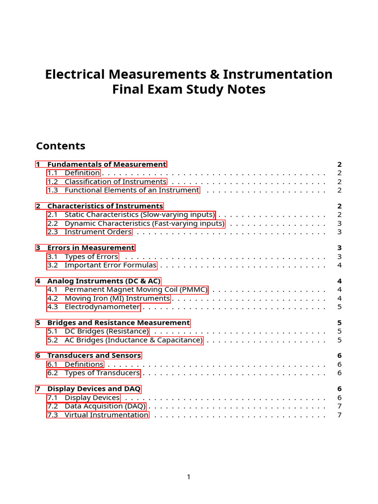 Electrical Measurement Exam Study Guide | PDF | Errors And Residuals ...