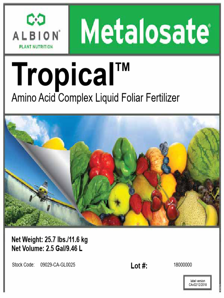 Tropical Amino Acid Foliar Fertilizer | PDF | Fertilizer | Molybdenum