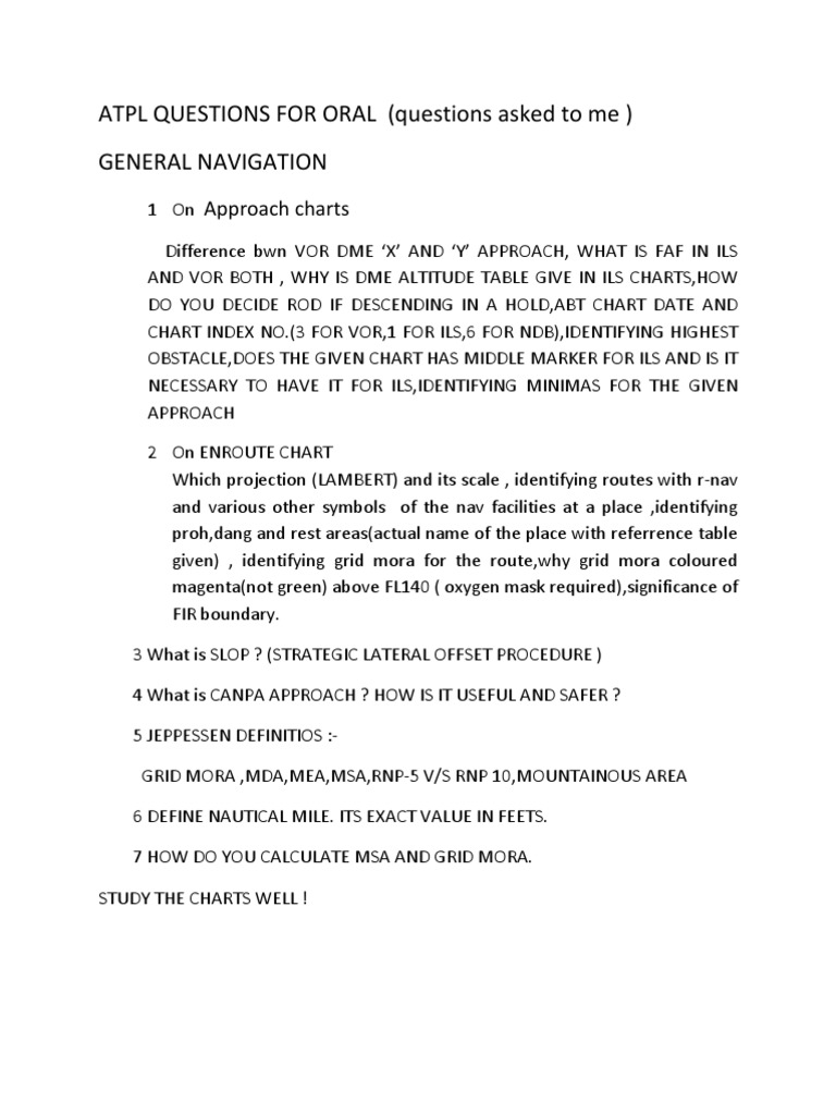 Atpl Questions For Oral | PDF