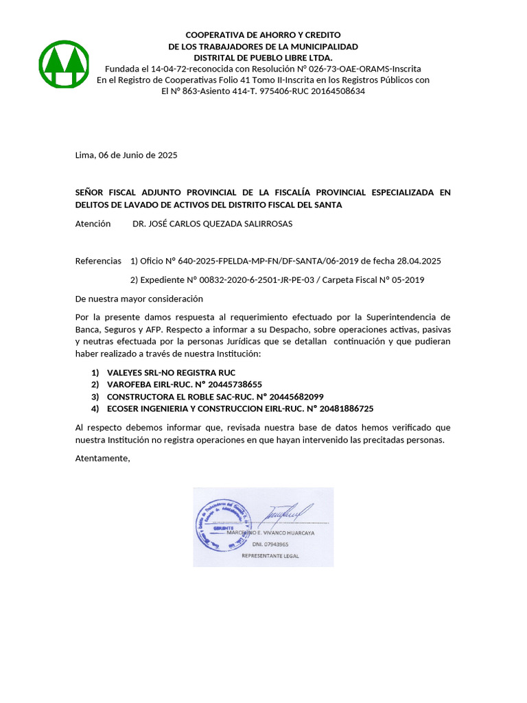 OFICIO Nº 28003 -2025-SBS | PDF